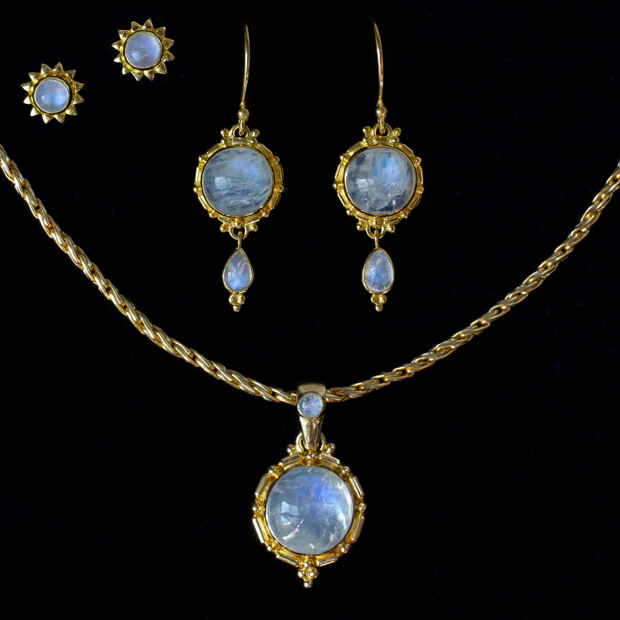 Gold Rainbow Moonstone Jewelry | Bluemoonstone Creations