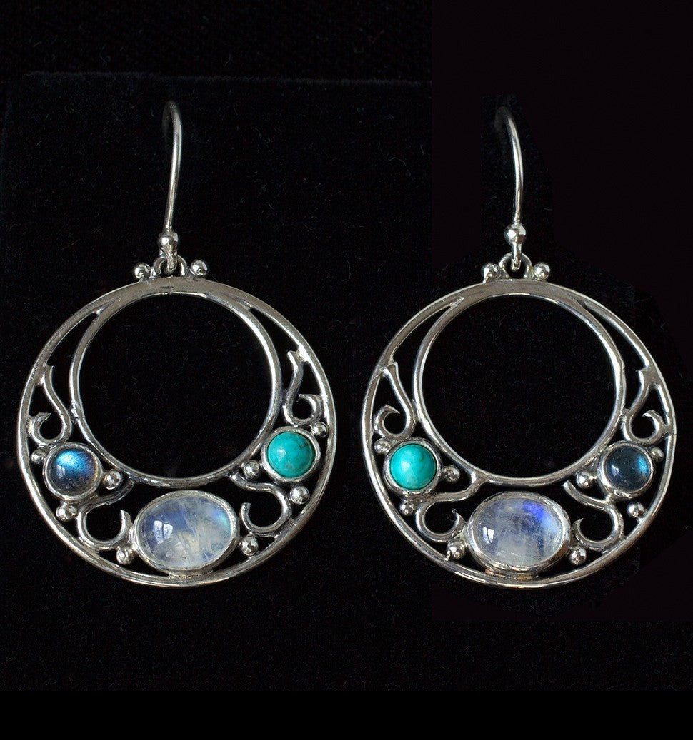 Art Nouveau Moonstone Earrings | Bluemoonstone Creations
