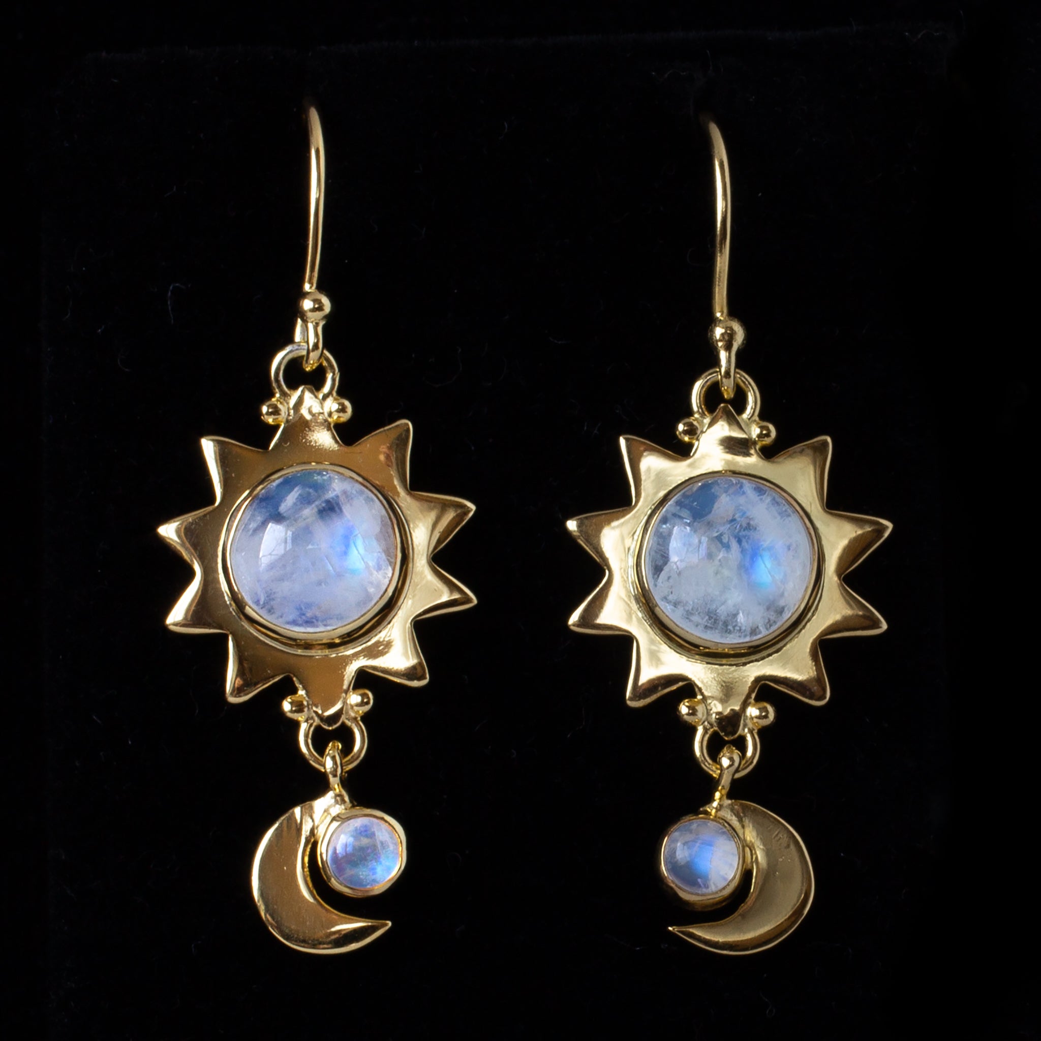 Gold Moonstone Celestial Earrings | Bluemoonstone Creations