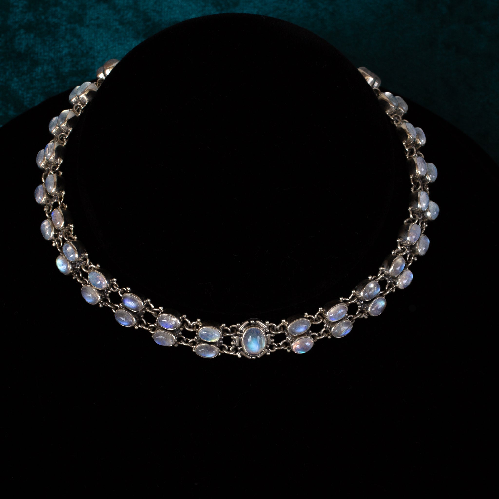 Sterling Silver Rainbow Moonstone Choker | Bluemoonstone Creations