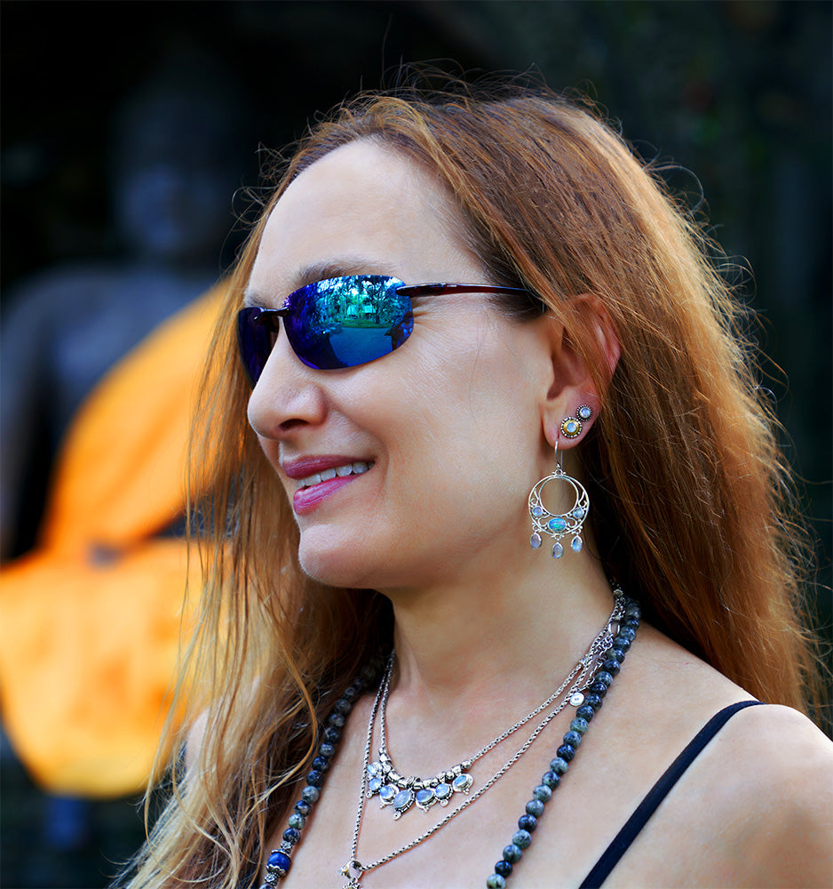 Silver & Gold Moonstone Studs | Bluemoonstone Creations.