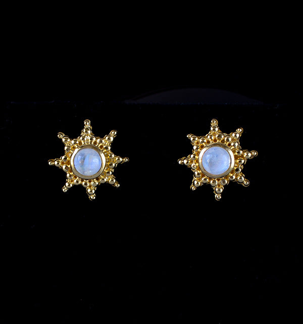 Moonstone Gold Sun Studs | Bluemoonstone Creations